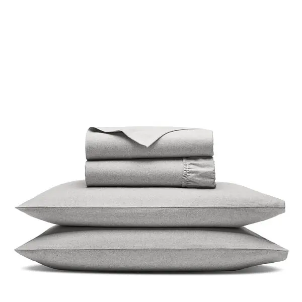 BOLL & BRANCH Flannel Sheet Set, King With Standard Pillowcases - Heathered Gray