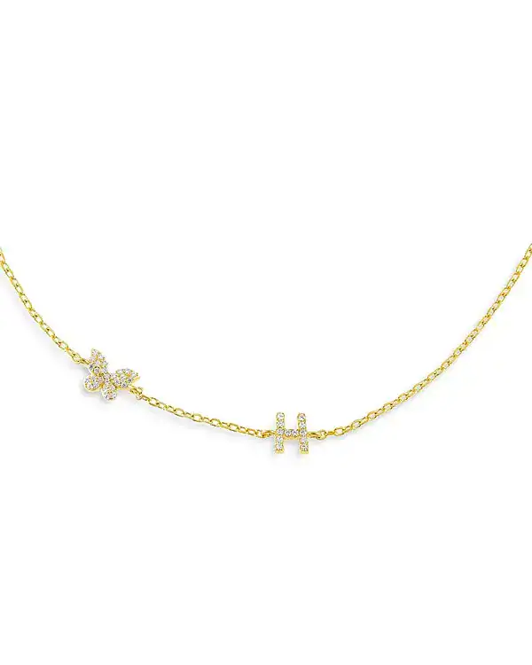 By Adina Eden Adinas Jewels Butterfly Initial Necklace H