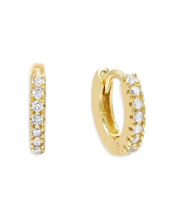 By Adina Eden Adinas Jewels Pave Mini Huggie Hoop Earrings In Gold