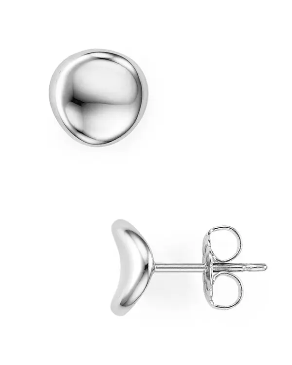 Aqua Dapped Disk Stud Earrings - Silver