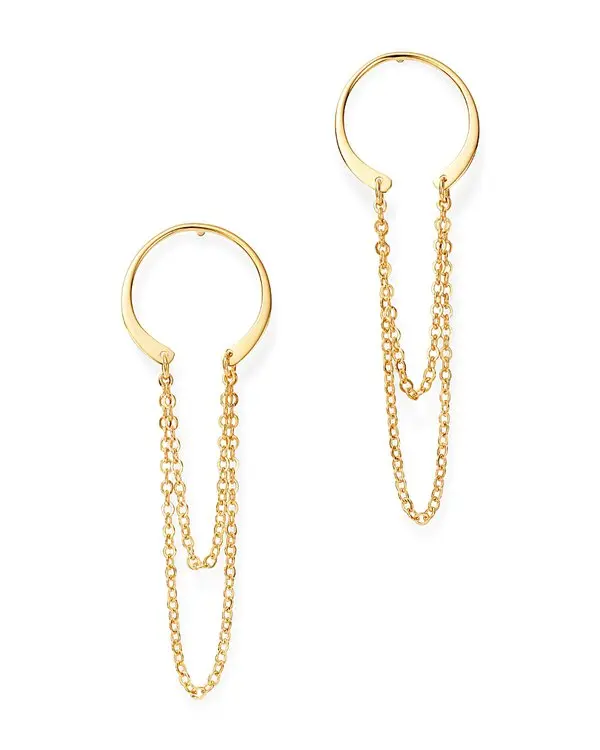 MOON & MEADOW 14k Yellow Horseshoe Chain Drop Earrings