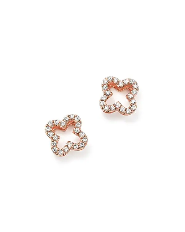 Bloomingdale'S Diamond Clover Stud Earrings - White/pink