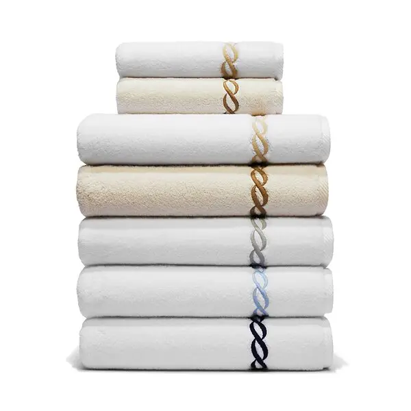 MATOUK Classic Chain Milagro Bath Towel Exclusive - White/sand Beige