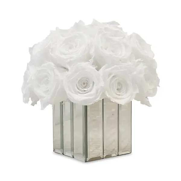 ROSE BOX NYC Mini Modern Half Ball Of Roses - Pure White