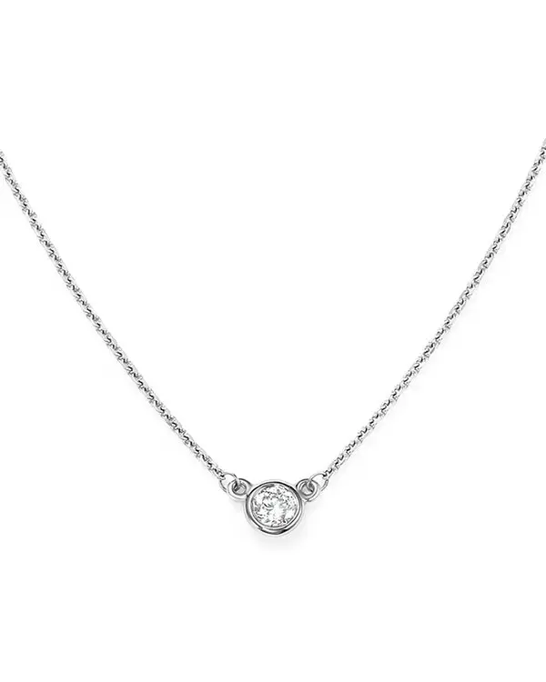 Bloomingdale'S Diamond Bezel Set Pendant Necklace .15 Tcw In 14k - White Gold