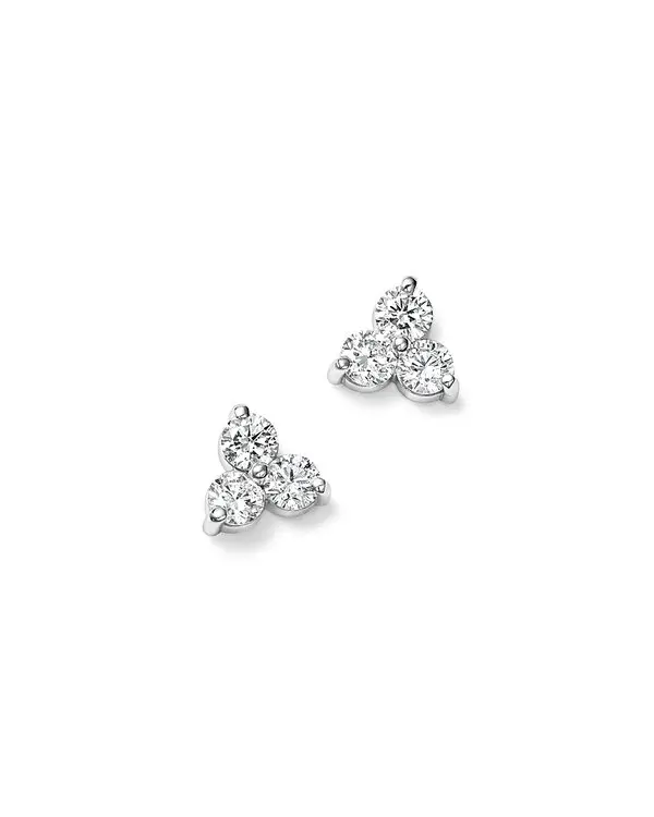 Bloomingdale'S Diamond Three Stone Stud Earrings 0.90 Tcw