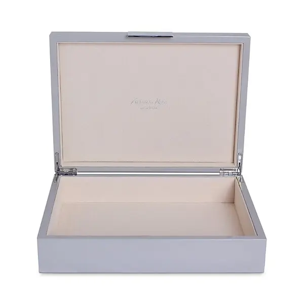 ADDISON ROSS High Gloss Lacquer Box With Silver Large - Gray