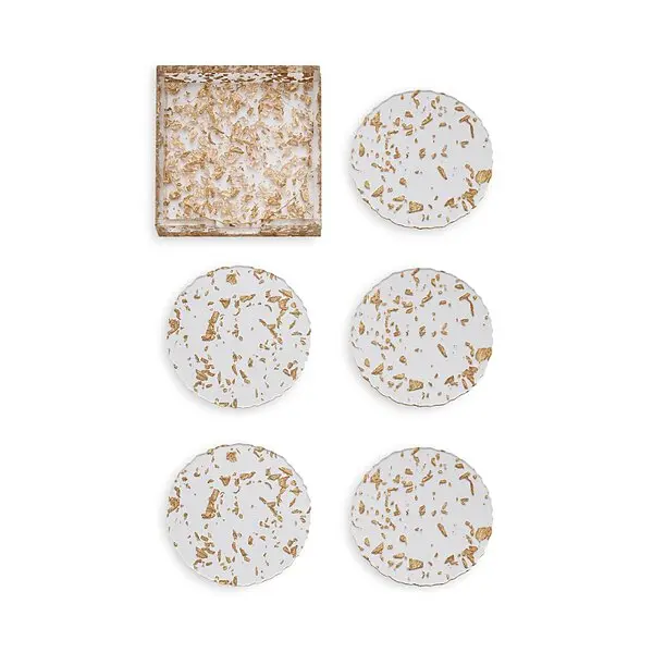 KIM SEYBERT Stardust Coasters, Set Of 6 - Clear/gold