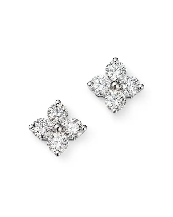 Bloomingdale'S Diamond Clover Stud Earrings