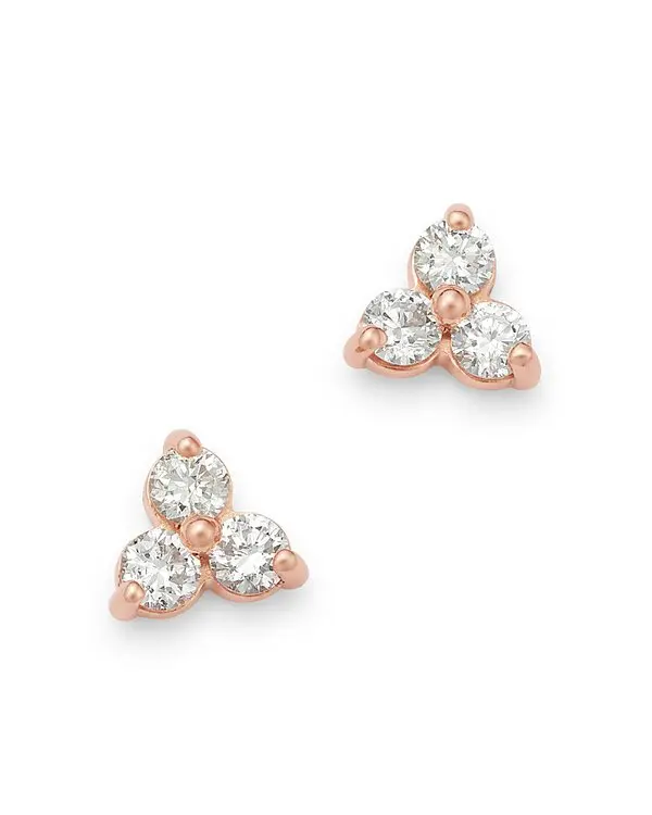 Bloomingdale'S Diamond Three-stone Stud Earrings In 14k Rose Gold - White/rose Gold