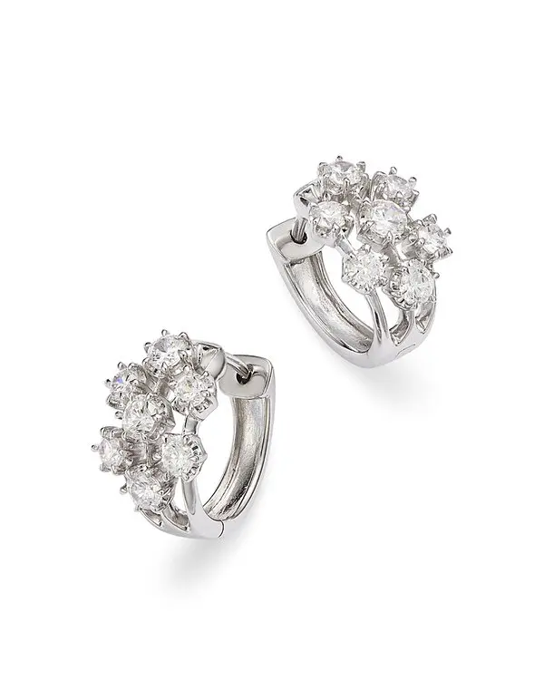 Bloomingdale'S 14k Gold Diamond Cluster Hoop Earrings, 1.00 Tcw