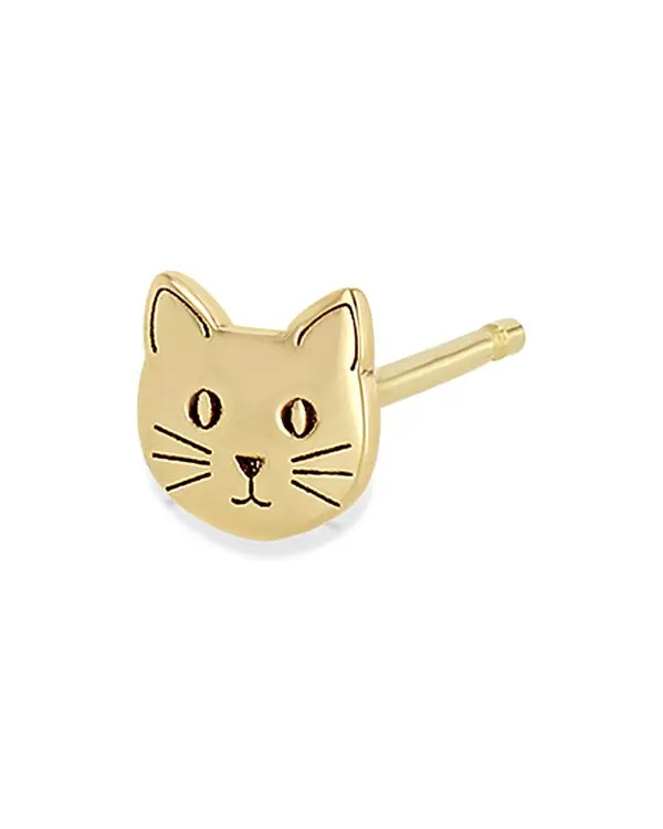 Zoe Chicco 14k Yellow Itty Bitty Symbols Cat Single Stud Earring