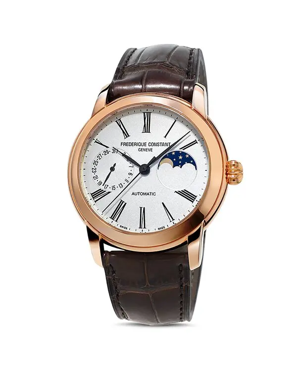 FREDERIQUE CONSTANT Classic Moonphase Strap Watch 42mm - White/brown