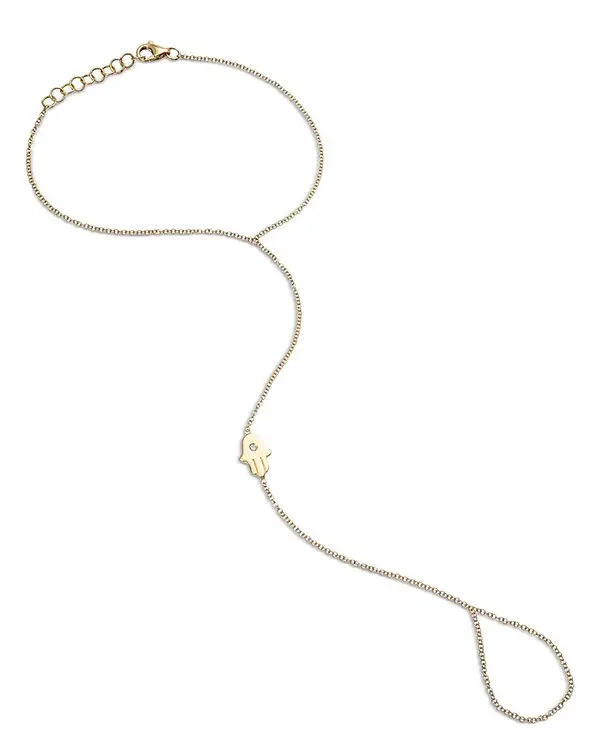 ZOE LEV 14k Yellow Diamond Hamsa Hand Chain Bracelet