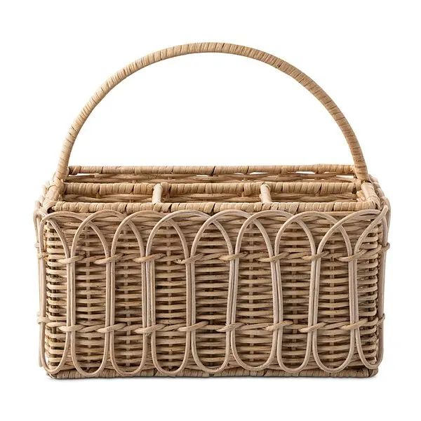 JULISKA Provence Rattan Silverware Napkin Caddy - Rattan/whitewash Trim