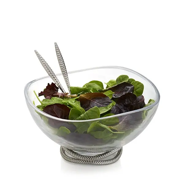 NAMBE Braid Glass Salad Bowl & Servers - Clear
