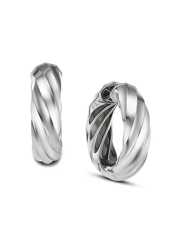 David Yurman Cable Edge Hoop Earrings - Silver