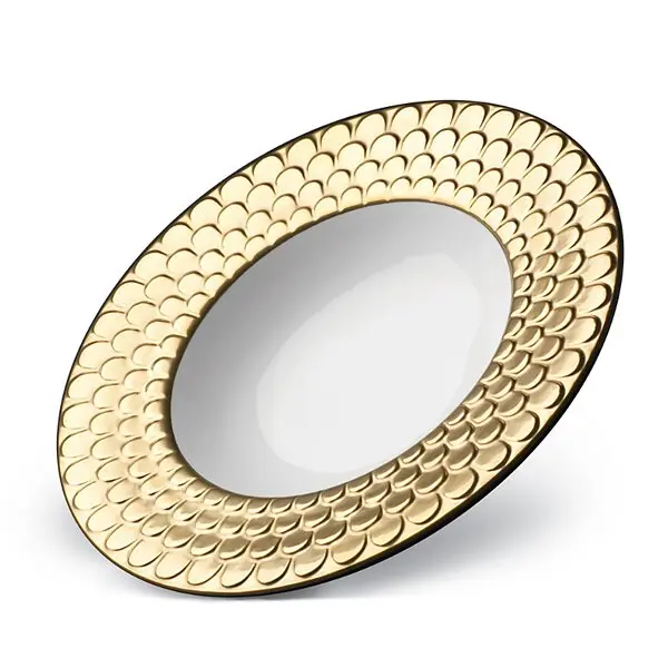 L'Objet Aegean 8.5' Sculpted Soup Plate - Gold/white