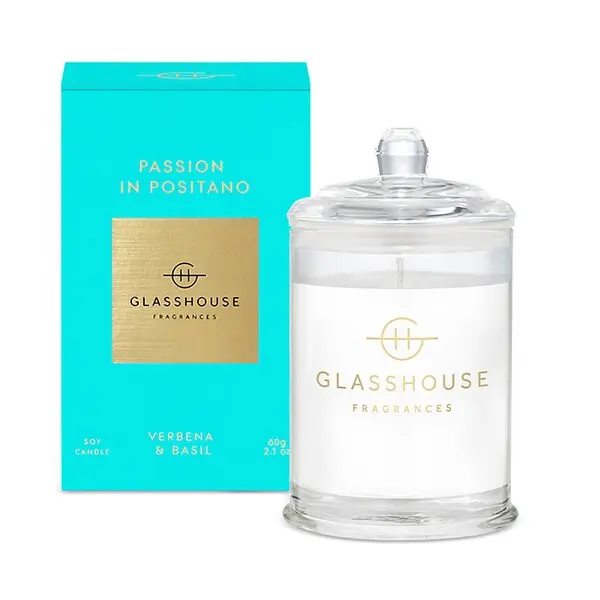 GLASSHOUSE FRAGRANCES Passion In Positano Verbena & Basil Candle, 2.1 Oz - Clear