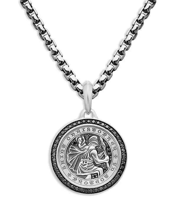 David Yurman St. Christopher Medallion With Black Diamonds - Silver/black