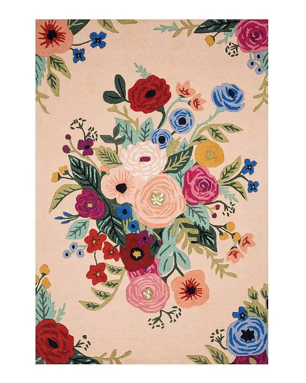RIFLE PAPER CO. Les Fleurs Les-03 Area Rug, 7'9 X 9'9 - Blush/multi