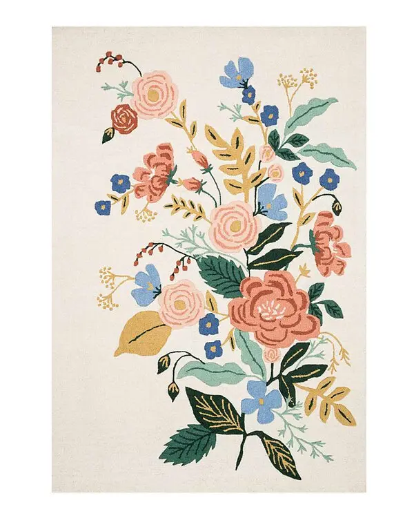 RIFLE PAPER CO. Les Fleurs Les-04 Area Rug, 7'9 X 9'9 - Ivory/multi