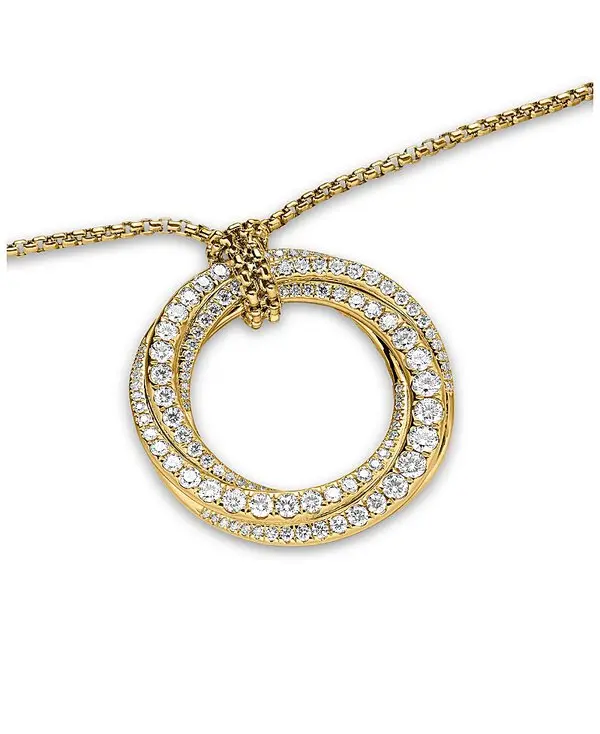 David Yurman Pave Crossover Pendant Necklace, 30mm - Gold