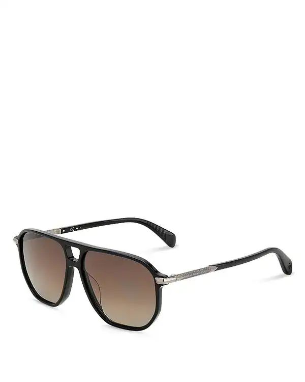 Rag & Bone Rectangular Aviator Sunglasses, 58mm - Black  display picture 3