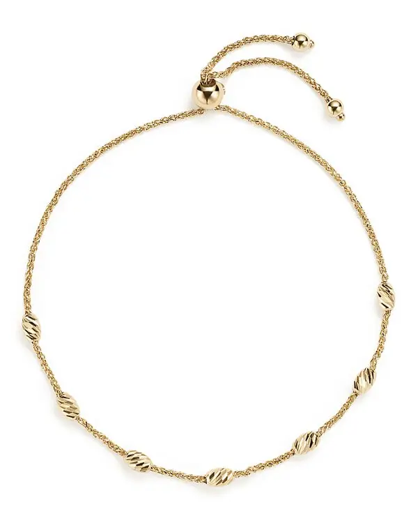 Bloomingdale'S 14k Yellow Beaded Wheat Chain Bracelet