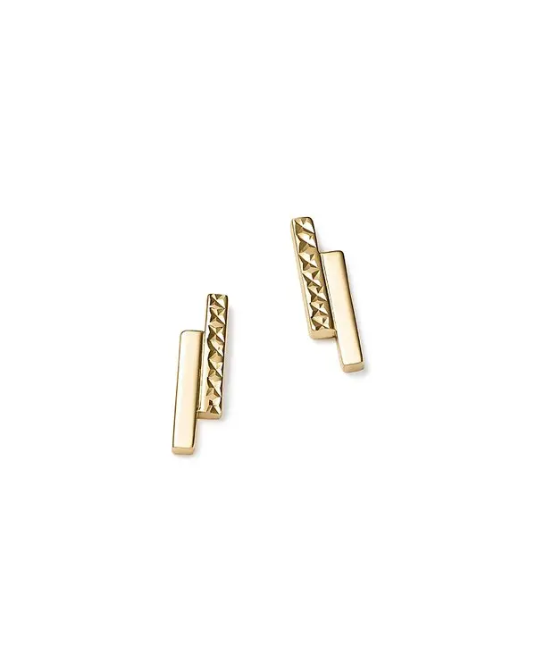 Bloomingdale'S 14k Yellow Textured Double Bar Stud Earrings
