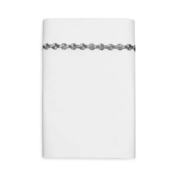 MATOUK Ivins Embroidered Flat Sheet, Full/queen Exclusive - White/silver