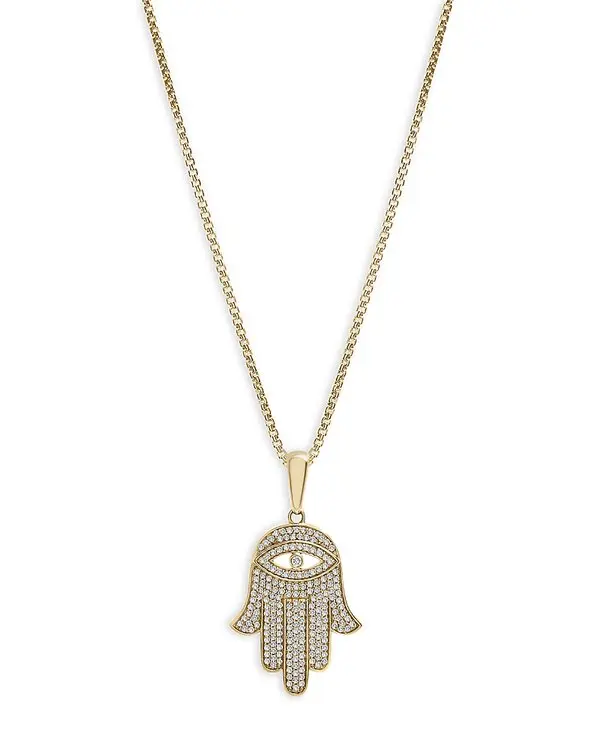 Bloomingdale'S 14k Yellow Diamond Hamsa Pendant, 0.50 Tcw