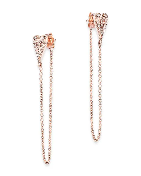 Bloomingdale'S Diamond Heart Cluster Chain Earrings