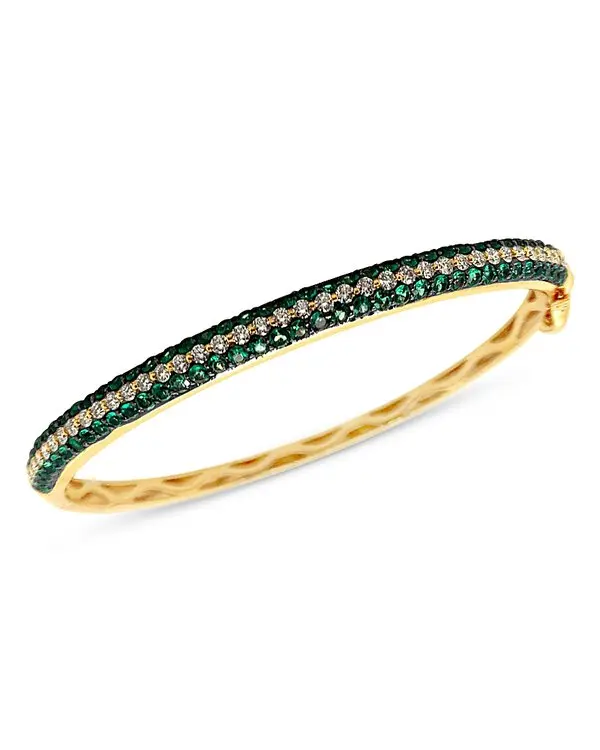 Bloomingdale'S Emerald And Diamond Bangle Bracelet