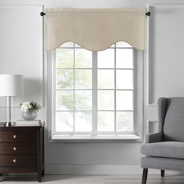 ELRENE HOME FASHIONS Colette Scalloped Window Valance, 50 X 21 - Taupe