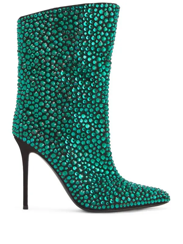 GIUSEPPE ZANOTTI 105mm Merissa Sparkle Boots - Green
