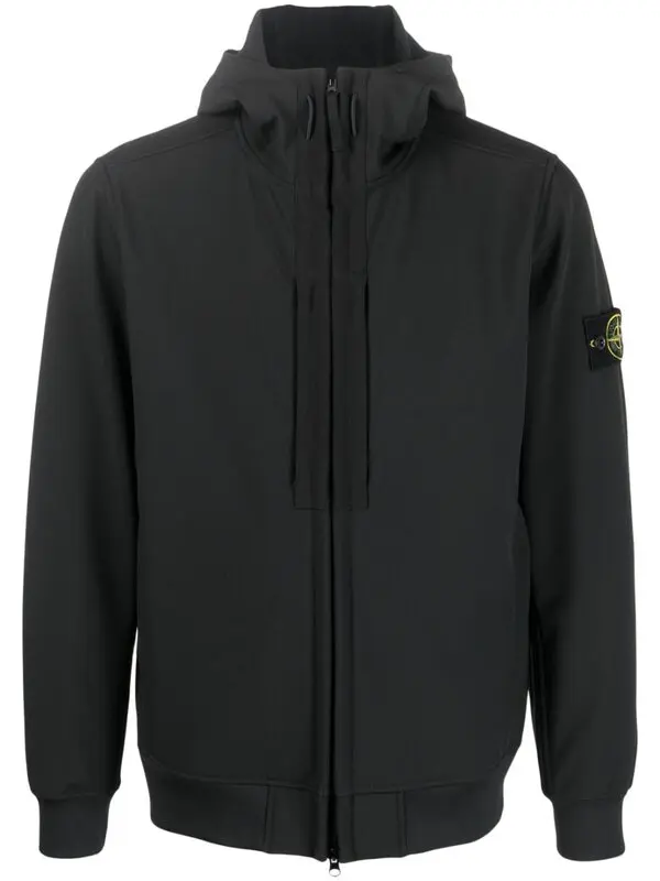 Stone Island Compass-patch Zip-up Hooded Jacket