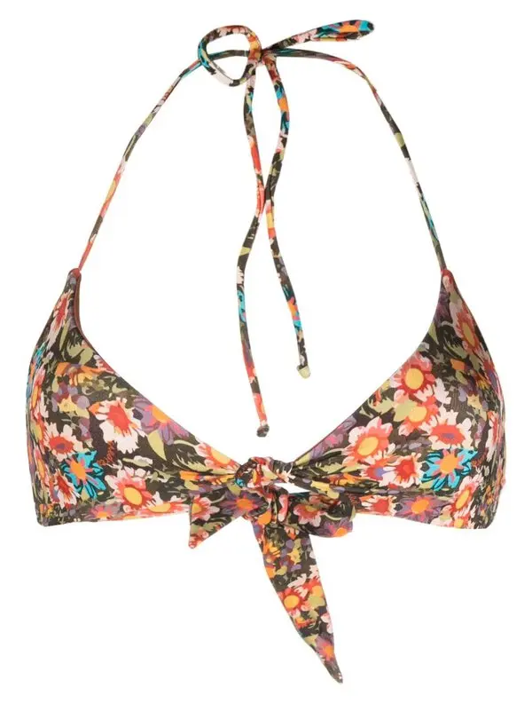 SIEDRES Floral-print Halterneck Bikini Top