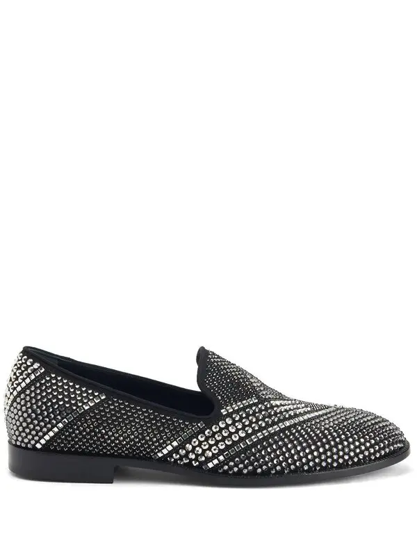 GIUSEPPE ZANOTTI Raimond Crystal-embellished Loafers - Black