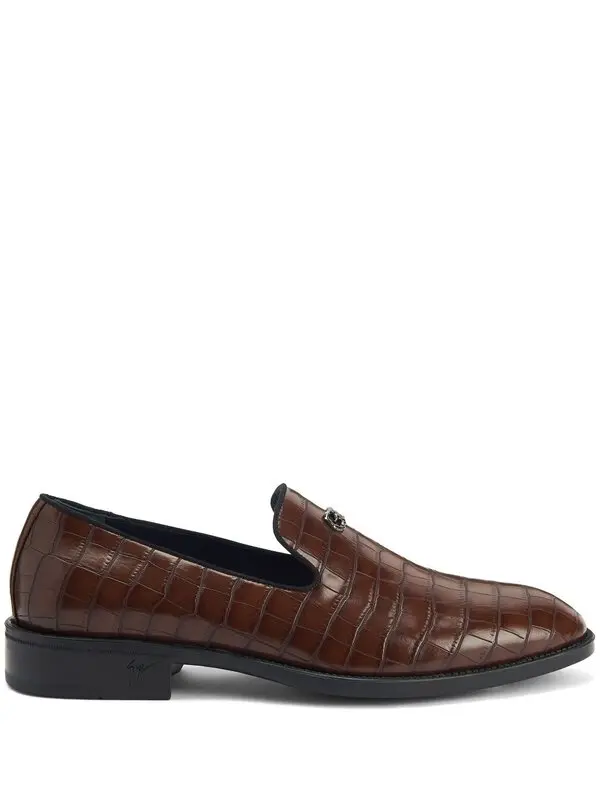 GIUSEPPE ZANOTTI Imrham Crocodile-effect Loafers - Brown