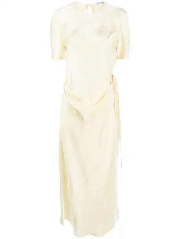 Acne Studios Satin Wrap Dress In Yellow 40% Off Editorialist
