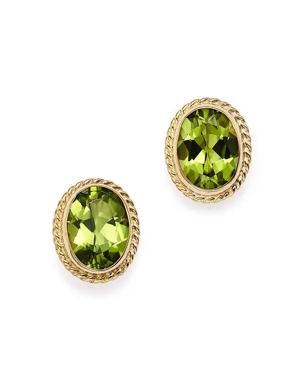 Bloomingdale'S 14k Yellow Gold Peridot Stud Earrings