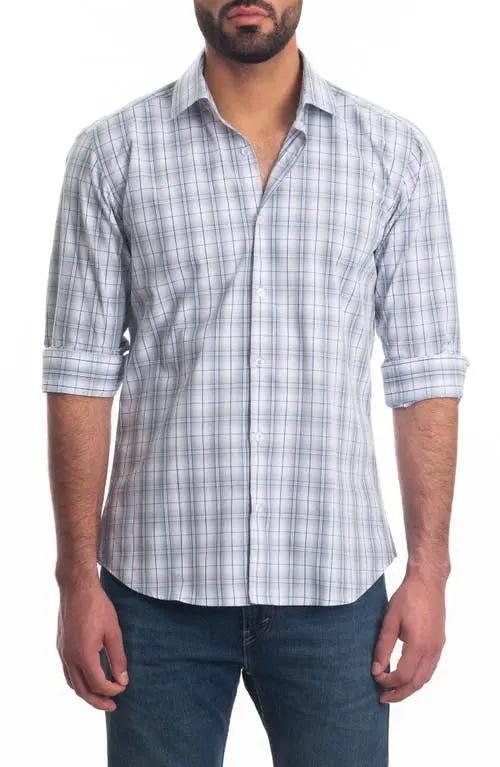 JARED LANG Trim Fit Plaid Cotton Button-up Shirt