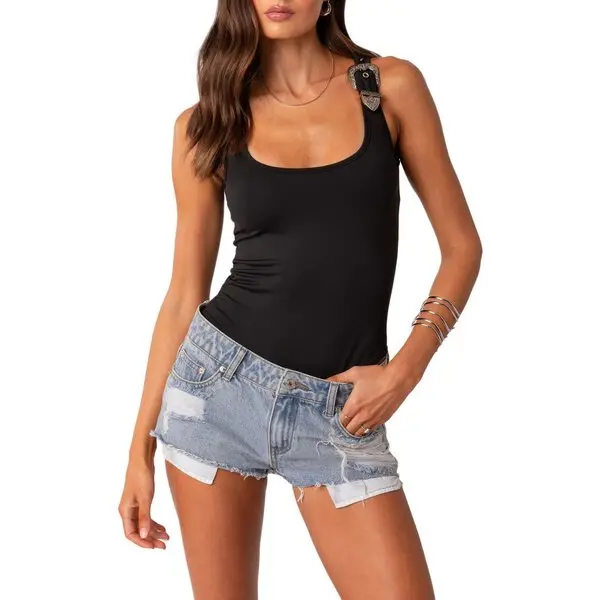 EDIKTED Barker Buckle Strap Bodysuit