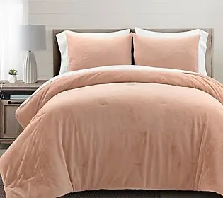 LUSH DECOR Modern Solid Ultra Soft Faux Fur Com Orter 5pc Twin