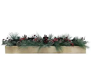 FRASER HILL FARM Fhf 42' Christmas Pine W/ Cones, Berries, 5x Pi Llar Holder
