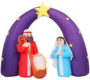CHRISTMAS TIME 7-ft. Wide Pre-lit Nativity Scen E Inflatable