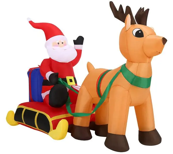 CHRISTMAS TIME 4-ft. Pre-lit Santa In Sleigh In Flatable
