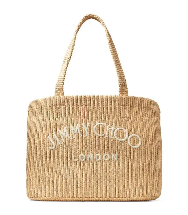 JIMMY CHOO Raffia Beach Tote Bag - White | Editorialist