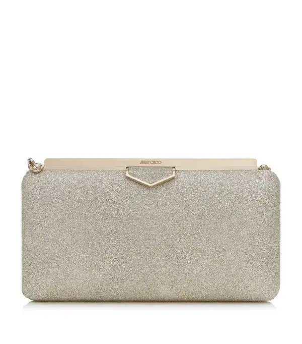 Jimmy Choo Glitter Ellipse Clutch Silver Editorialist